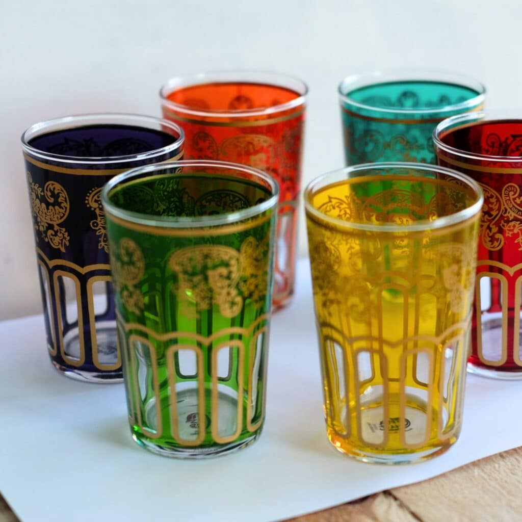 Moroccan tea glasses colored (set of 6) 120ml - Thee.be