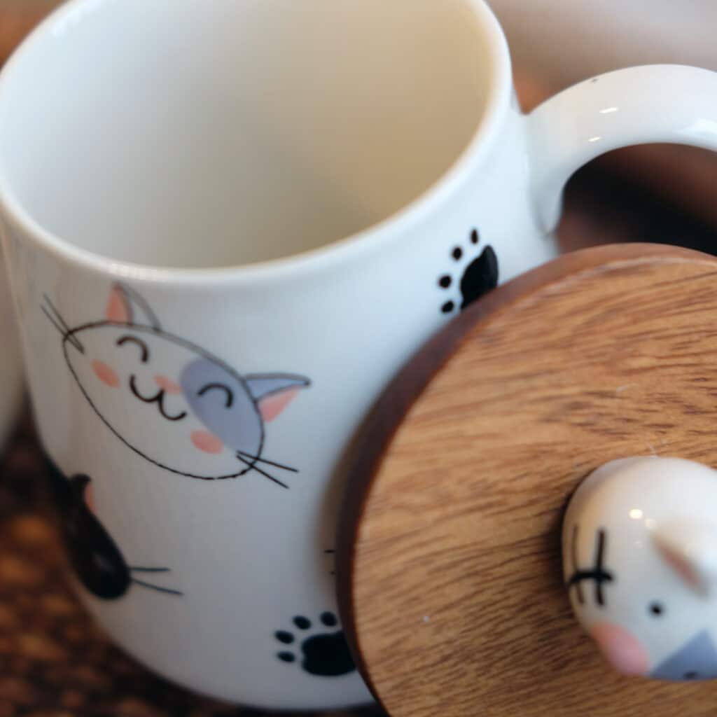Set van 2 theetassen "Happy Cats" met deksel 300ml - Thee.be